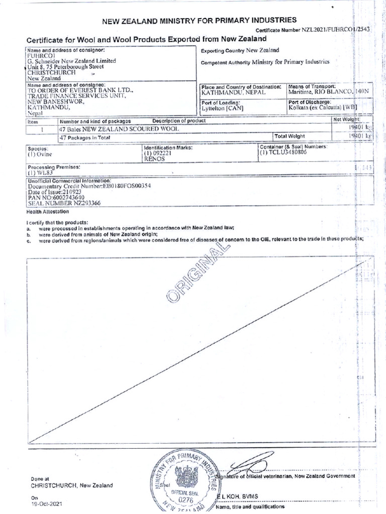 NZ Ministery Wool Certificate | PDF
