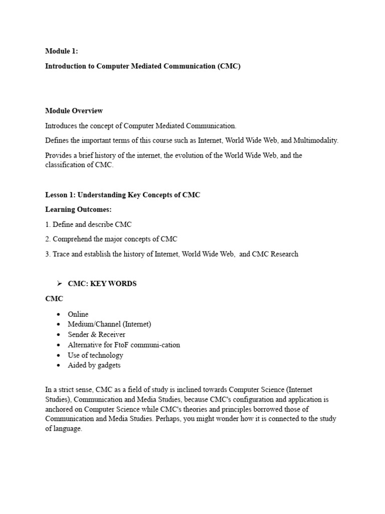 CMC compiled notes | PDF | World Wide Web | Internet & Web