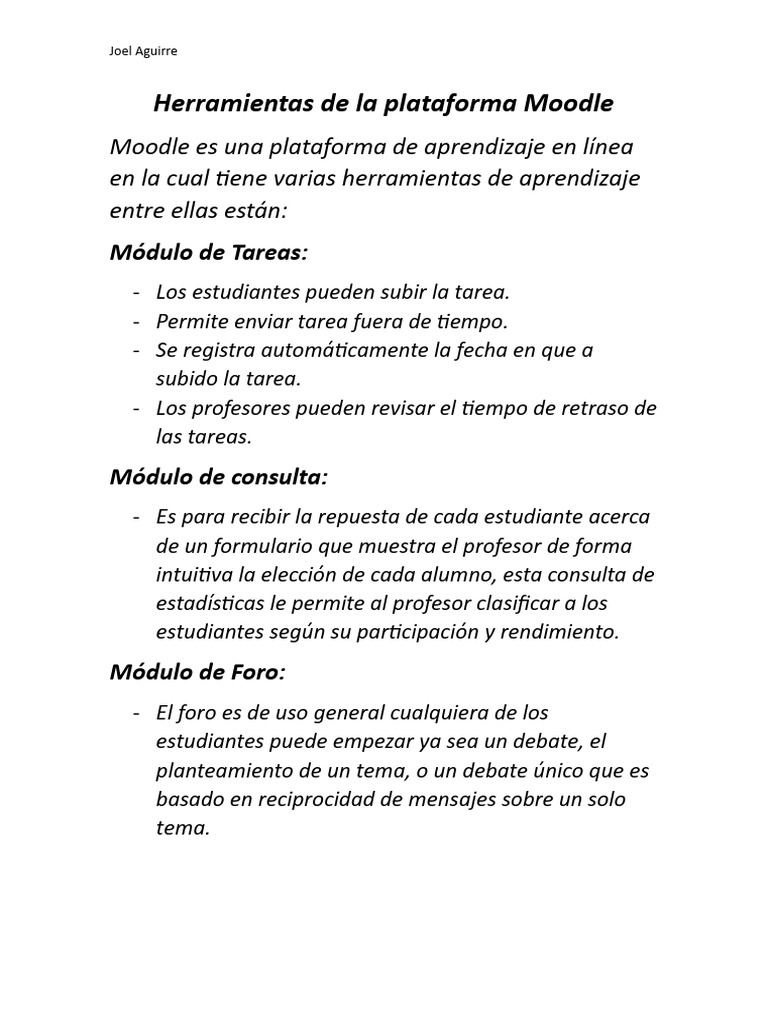 Herramientas de La Plataforma Moodle | PDF