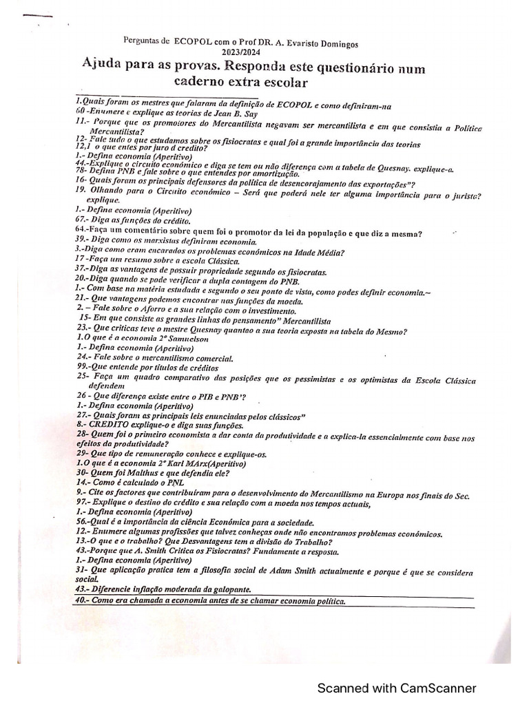 ECOPOL. Questionário | PDF