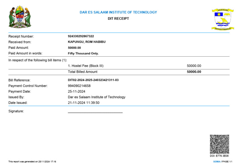 DIT Receipt Report 1732544208 | PDF
