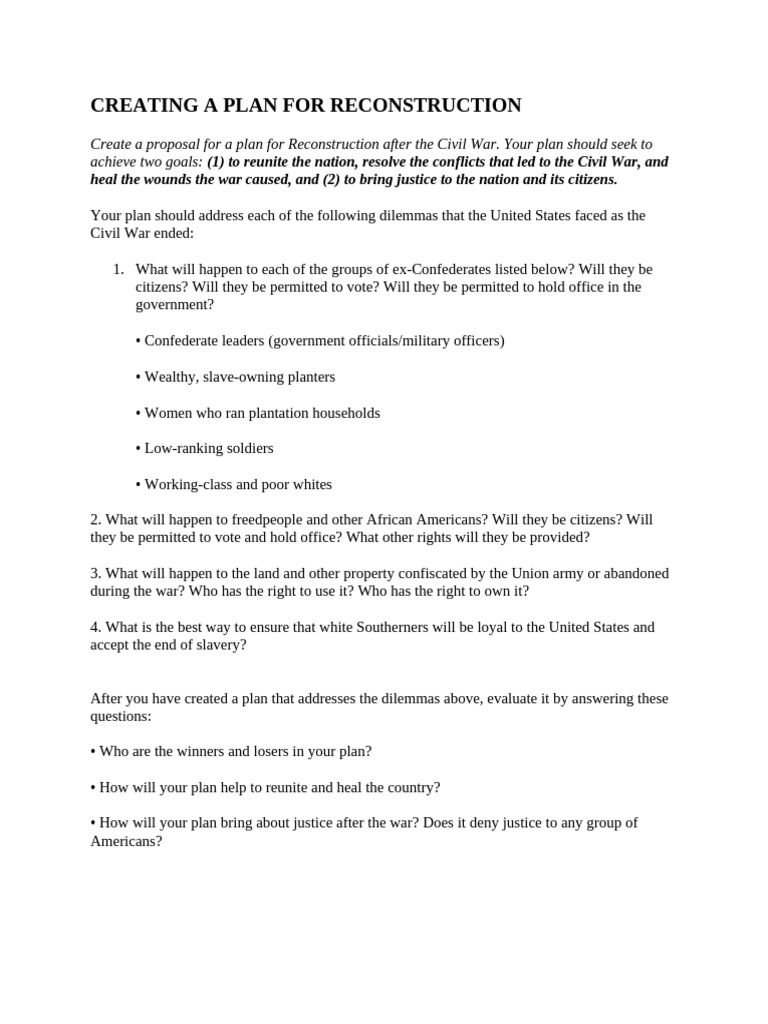 Reconstruction Plan Proposal Guide | PDF