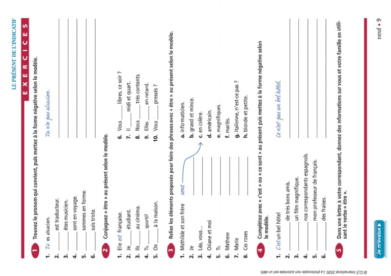 Etre Exercices p9 | PDF