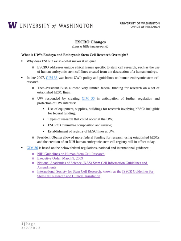 ESCRO-Changes | PDF | Embryonic Stem Cell | Biotechnology