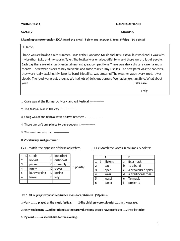 Test KL 7 3 Mujori I 1 Grupi A | PDF