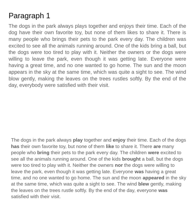 Paragraph Correction S-V Agreement | PDF