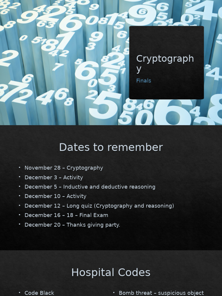 Cryptography Finals and Hospital Codes | PDF