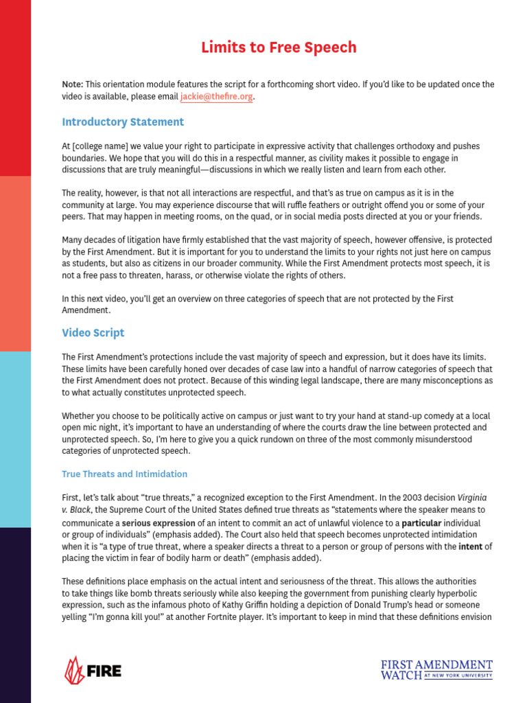 Limits-to-Free-Speech | PDF | Sexual Harassment | Freedom Of Speech In ...