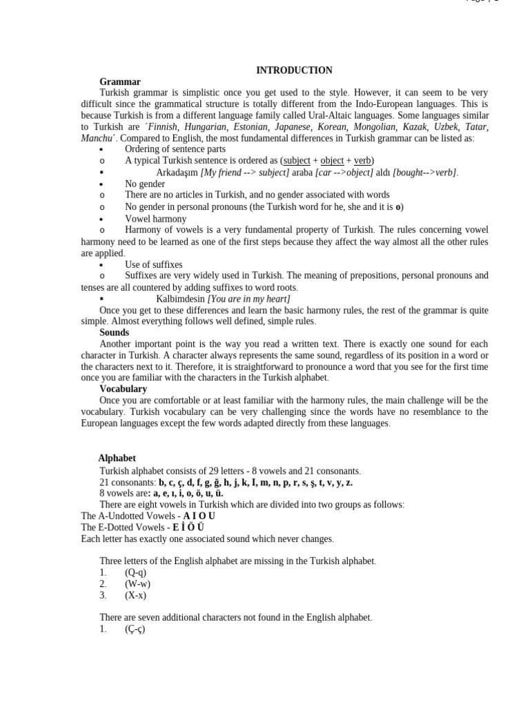 Understanding Turkish Grammar Basics | PDF | Alphabet | Word