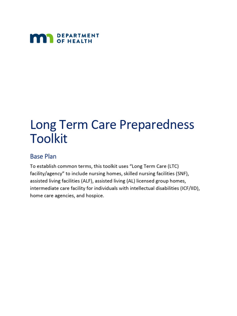Minnesota Long Term Care Preparedness Toolkit | PDF | Infection ...