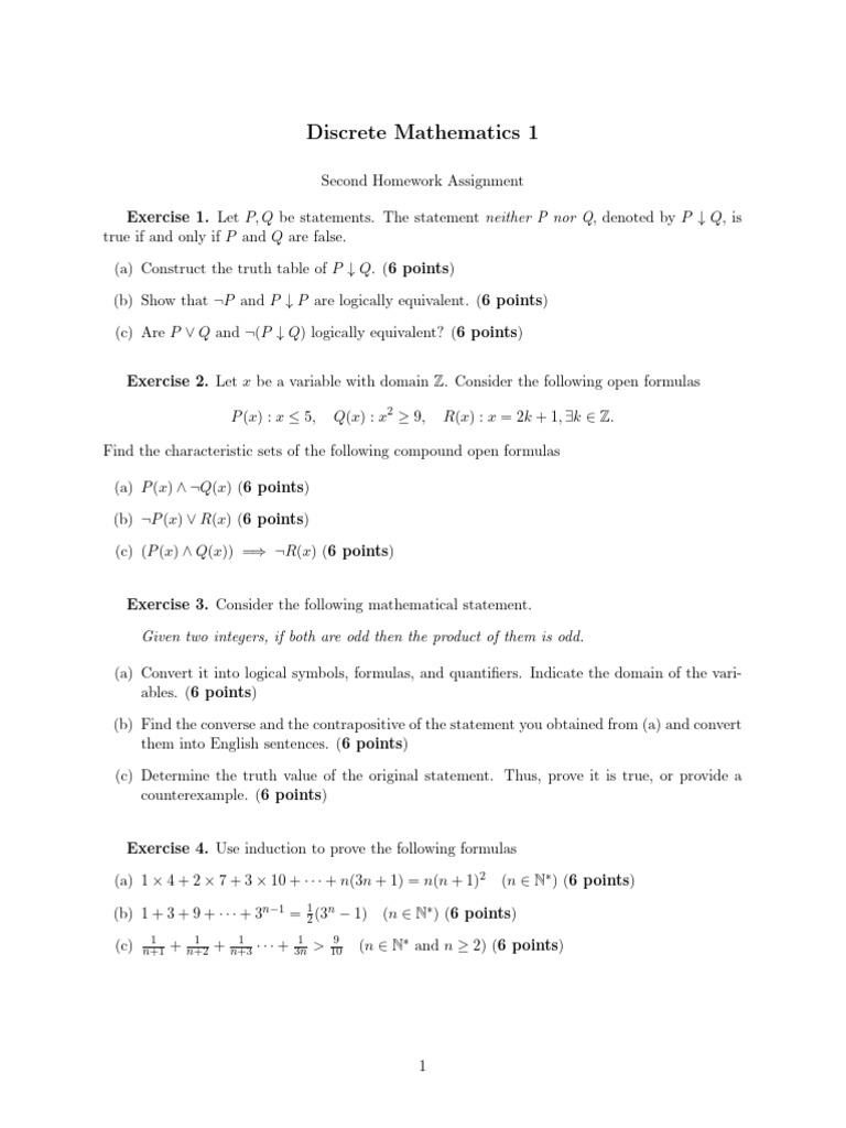Discrete Math Homework Assignment 2 | PDF