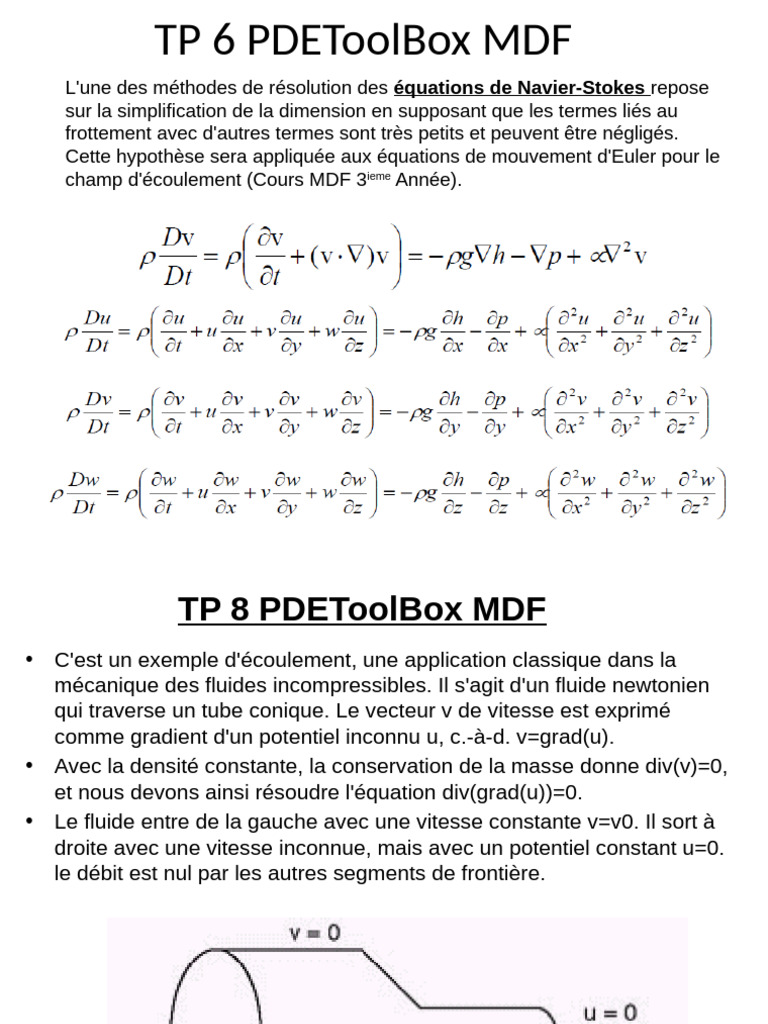 Tp 6 Pdetoolbox Mdf | PDF | Équations de Navier-Stokes | Équations