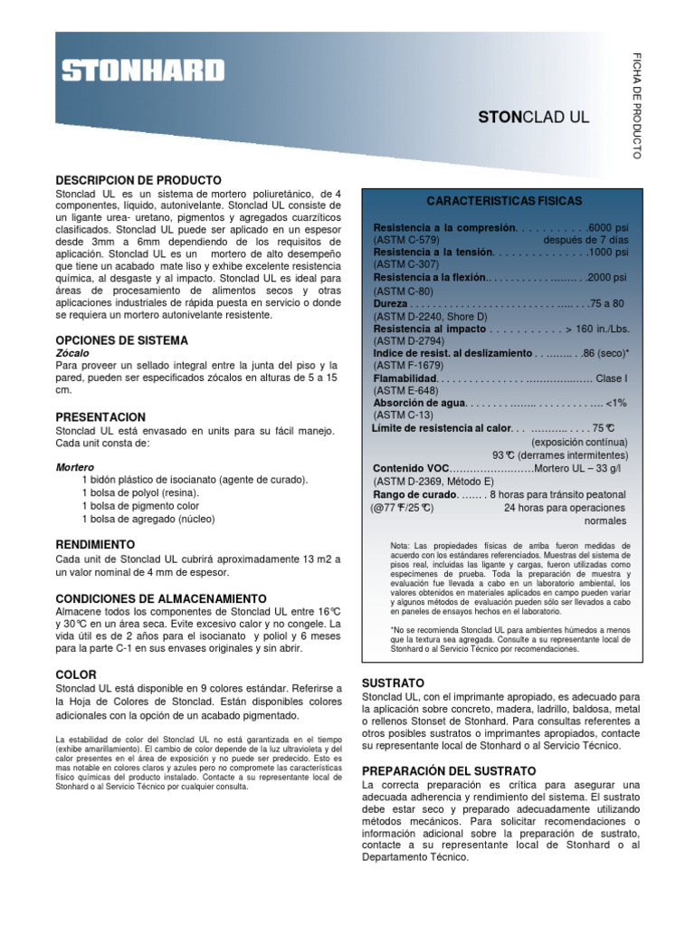 stonclad_ul | PDF | Química | Ciencias fisicas