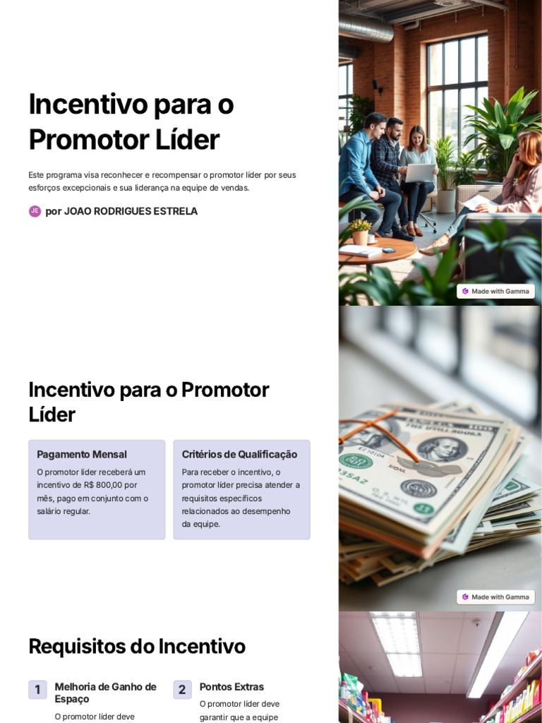 Incentivo Mensal para Promotor Líder | PDF | Qualidade (negócios ...