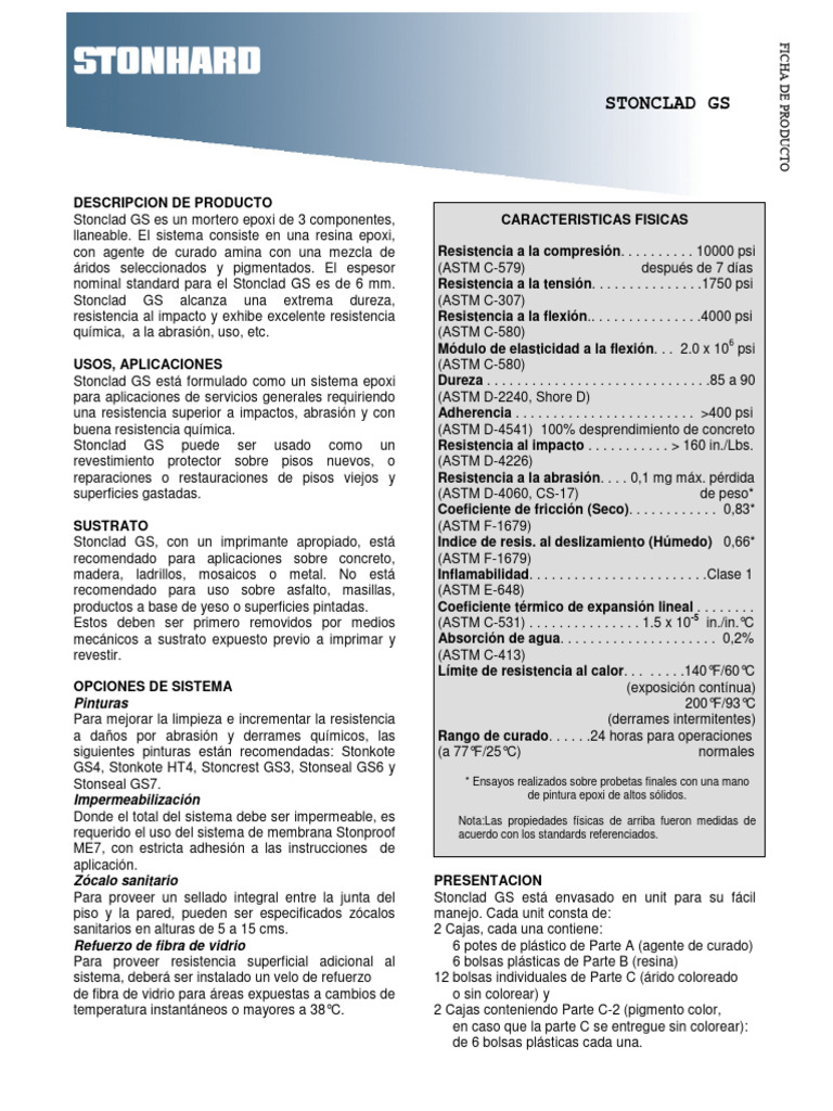 Stonclad Gs | PDF | Epoxy | Agua