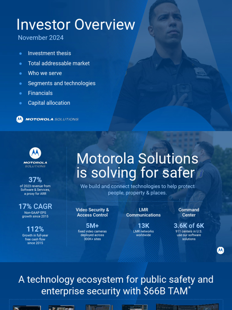 Motorola Solutions Investor Overview 2024 | PDF | Economies | Business