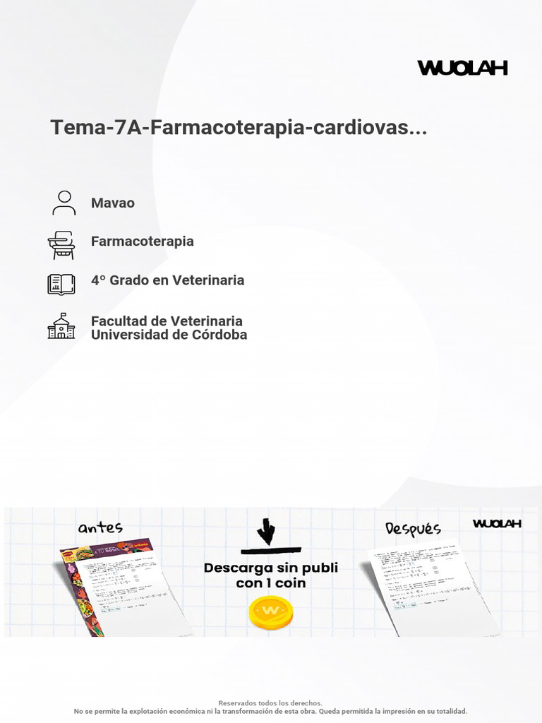 Wuolah Free Tema 7A Farmacoterapia Cardiovascular | PDF | Electrocardiografia | Corazón