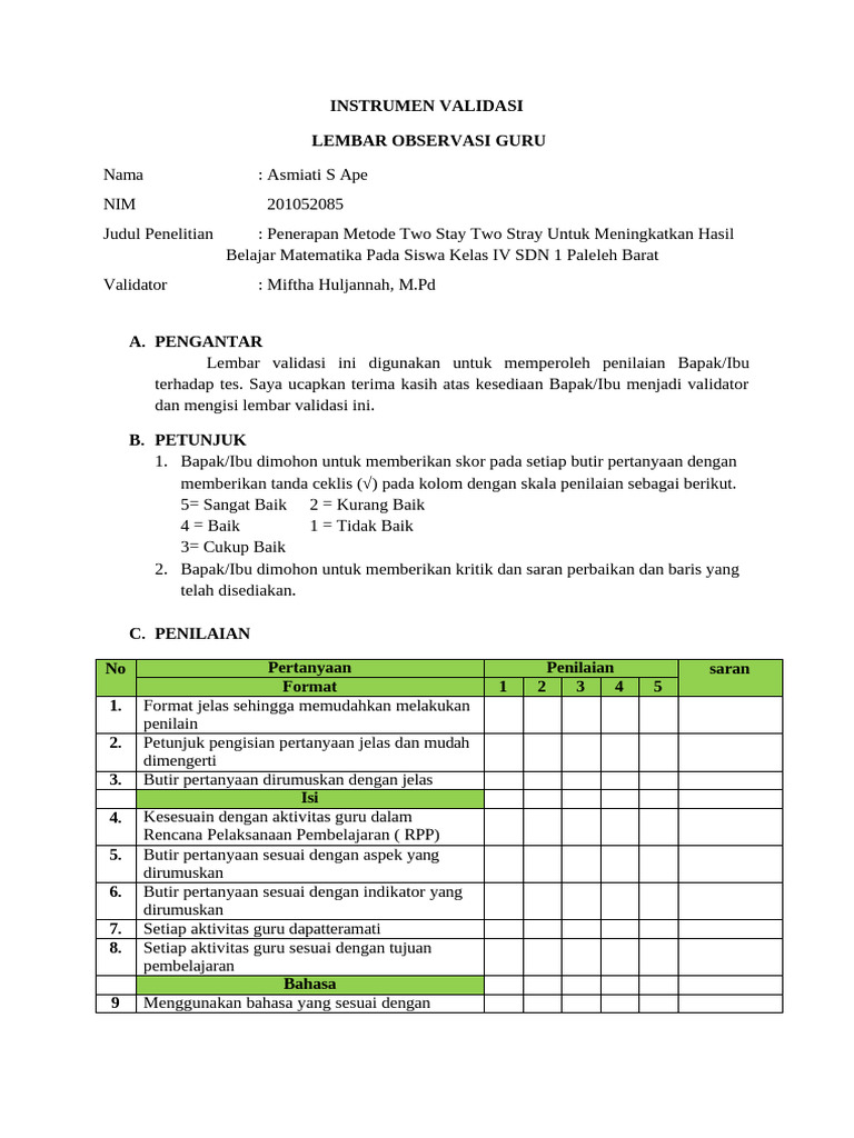 INSTRUMEN VALIDASI (ASMI) | PDF