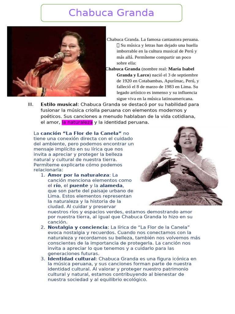 Chabuca Granda: Música y Naturaleza | PDF | Canciones