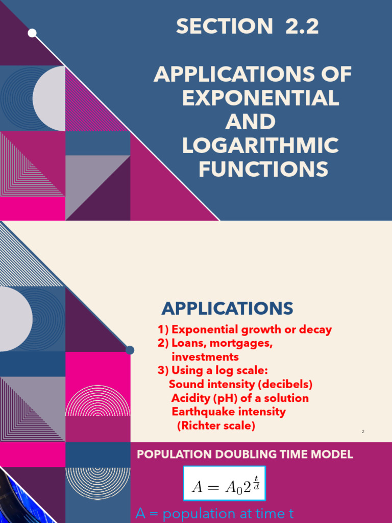Chapter 2 - Section2.2 Applications of Exponential and Logarithmic ...