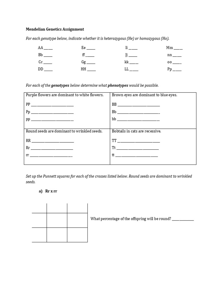 Mendelian Genetics Assignment | PDF