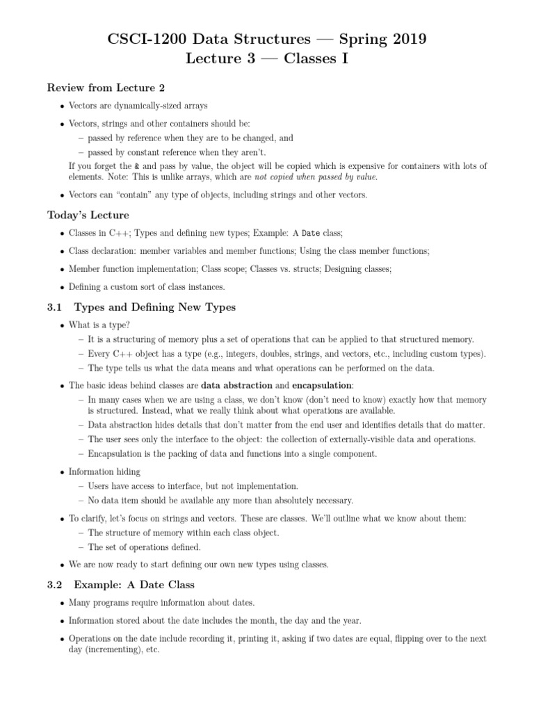 03_classes_I | PDF | Class (Computer Programming) | Data Type
