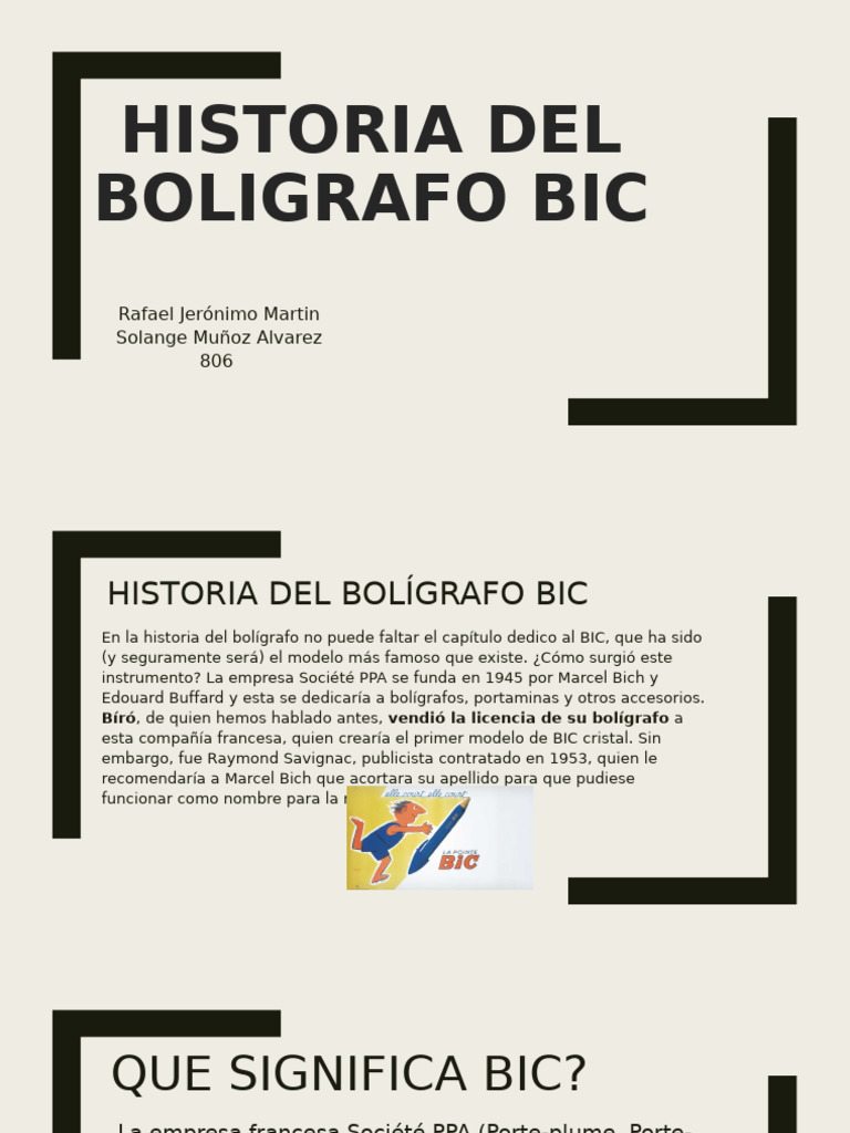 HISTORIA DEL BOLIGRAFO BIC | PDF | Bolígrafo | Implementos de escritura