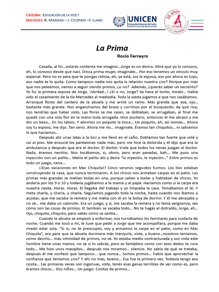 Relación entre primos: secretos y risas | PDF