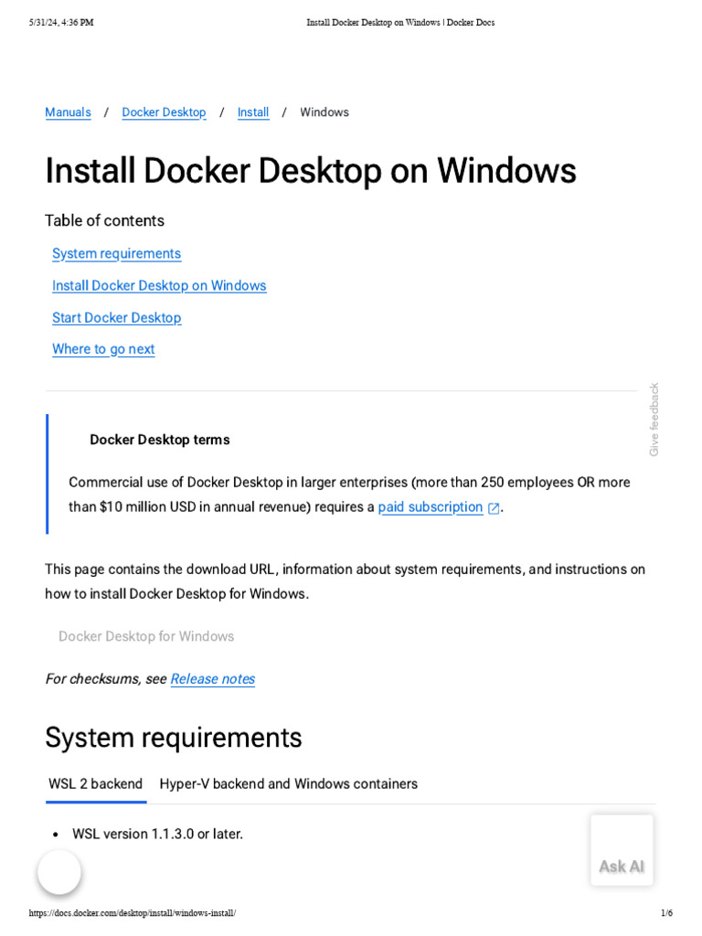 01-Docker - 02 - Install Docker Desktop on Windows (1) | PDF | Hyper V | Desktop Environment