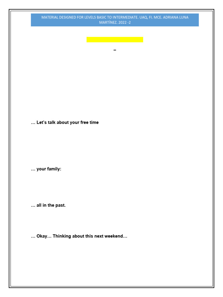 Oral English Practice Questions A1-B2 | PDF