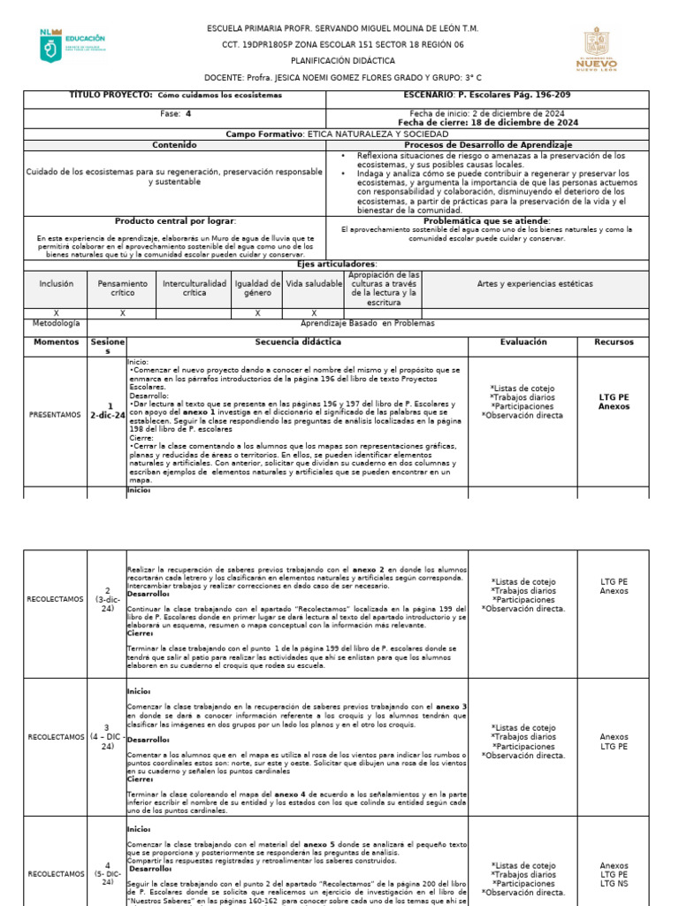 PLAN 2TRIM 2do PROYECTO 3A Ética | PDF | Agua