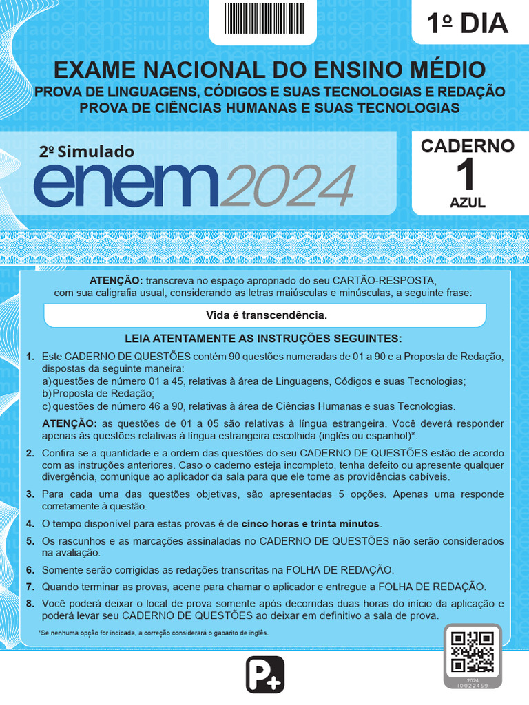 8-SIMULADO-ENEM-2-Poliedro-2024-DIA-1 | PDF