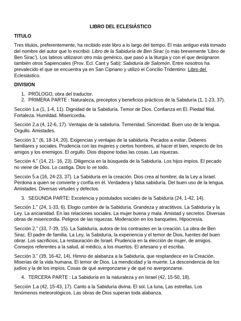 Libro Del Eclesiástico | PDF