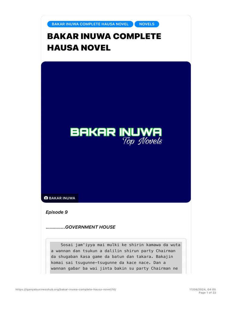 BAKAR INUWA COMPLETE HAUSA NOVEL - Ganya Hub - Page 10 | PDF