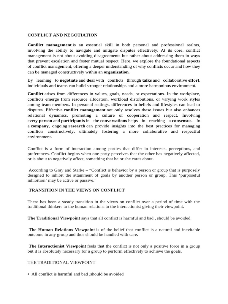 Conflict and Negotiation | PDF | Negotiation | Conflict (Process)