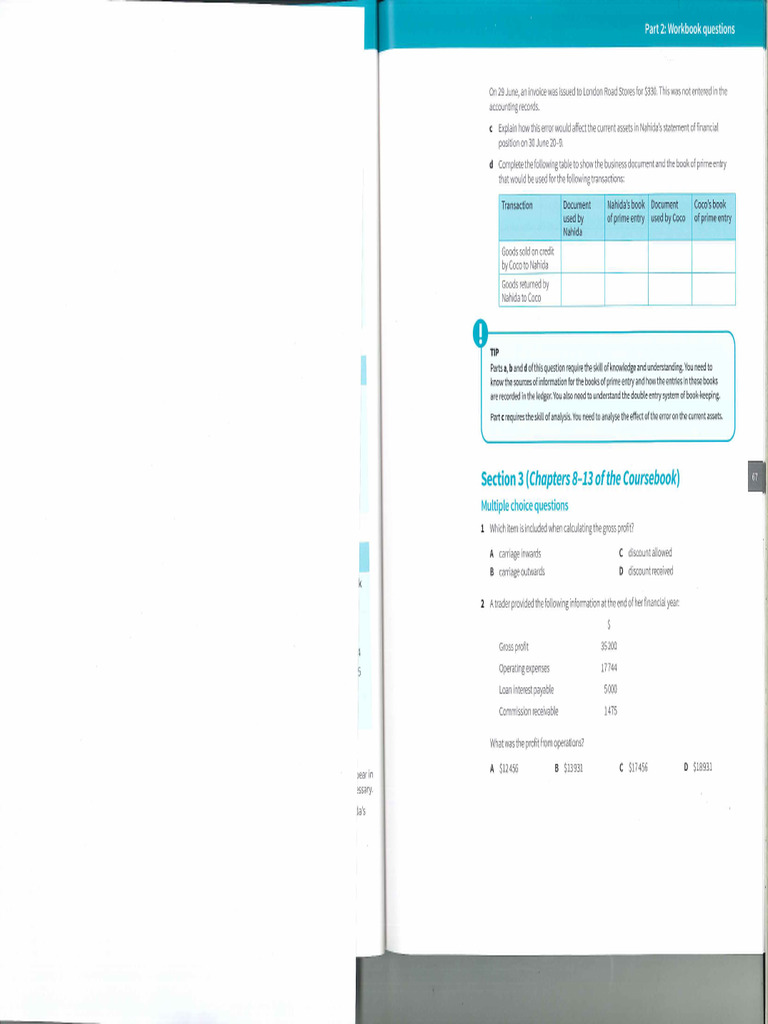 Workbook 7 Questions Chapters 8 13 (1) | PDF