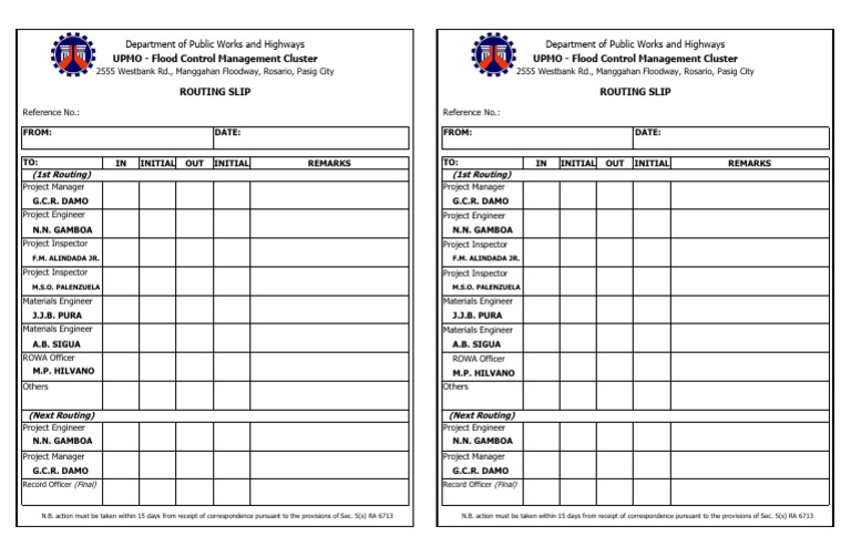 Routing Slip Template for Projects | PDF