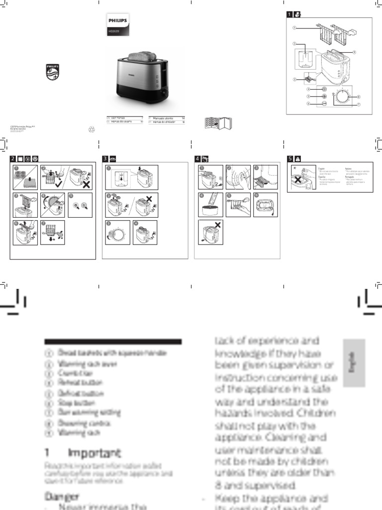 Tostadora - User Manual Philips Viva Collection Toaster HD2639_90 | PDF | Breads | Ac Power ...
