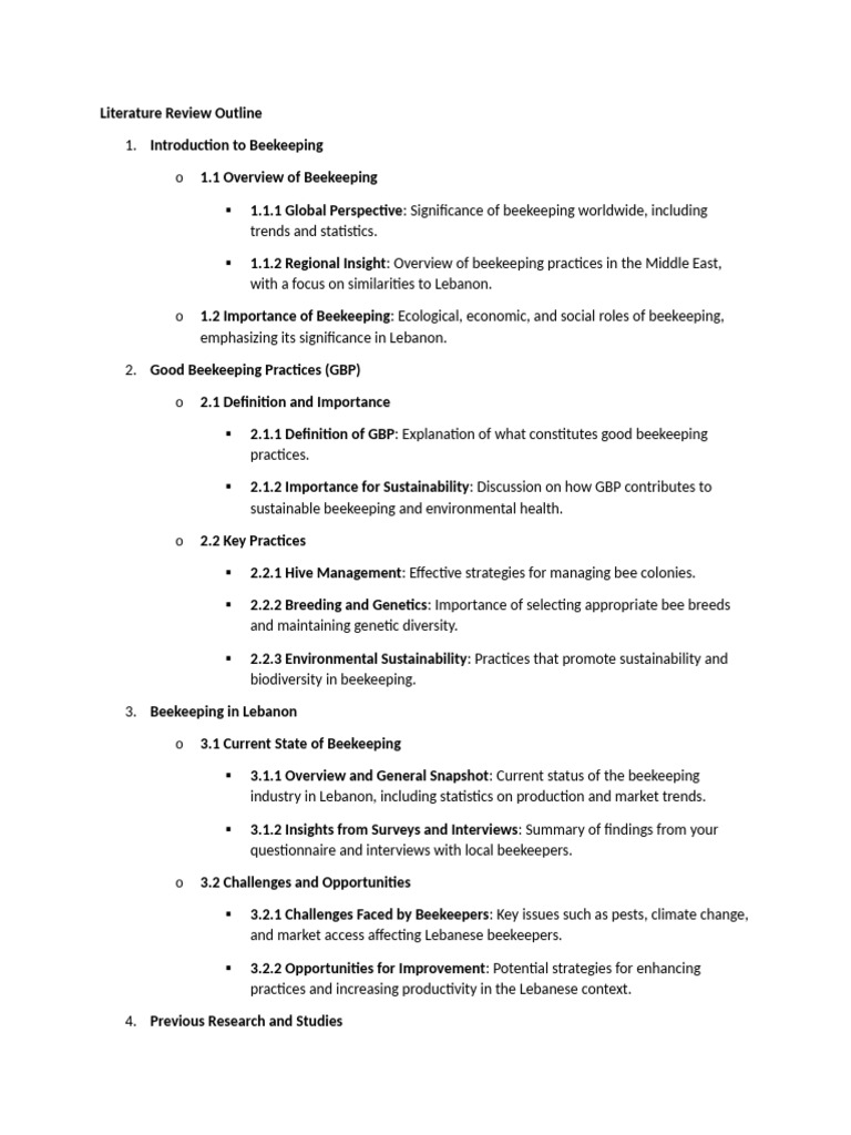 Lit. Outline | PDF | Beekeeping | Sustainability