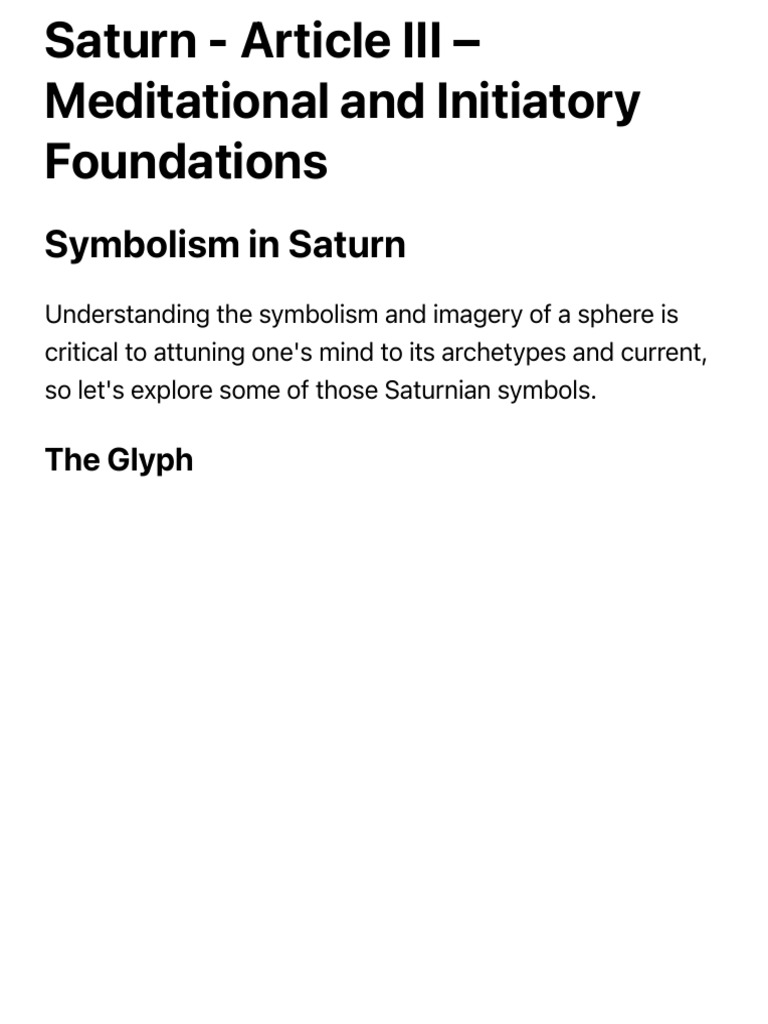 Saturn - Symbolism For Initiation (Binah) | PDF | Deities
