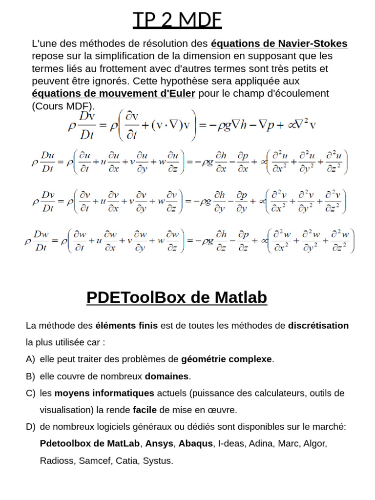 Méthode des éléments finis en écoulement | PDF | Équations | Équations ...