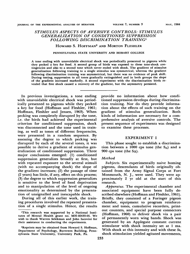 J Exper Analysis Behavior - May 1964 - Hoffman - Stimulus Aspects of ...