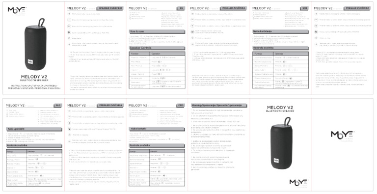 Moye Melody V2 BT Zvucnik - Uputstvo Za Upotrebu en SRB Slo HR | PDF