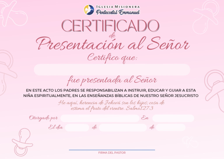Certificado de Presentación Infantil | PDF