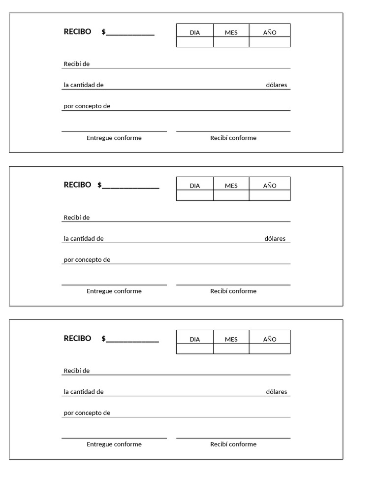 Formato Recibo para Imprimir | PDF