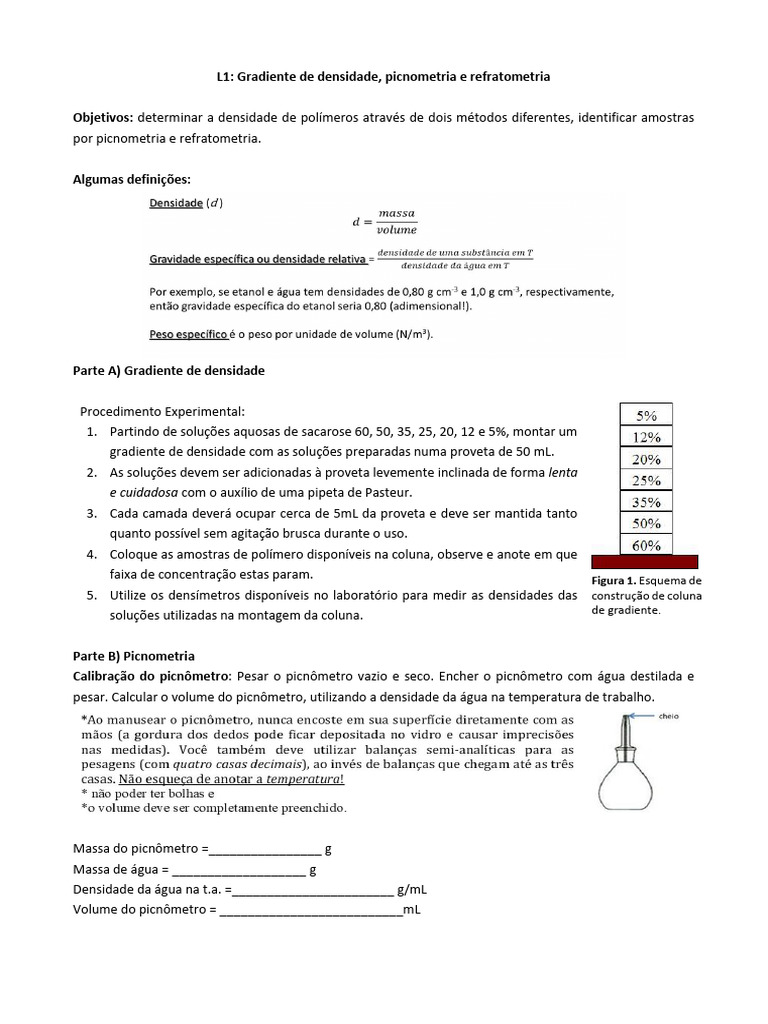 Procedimento Experimental-L1 e L2 | PDF | Química Física | Química