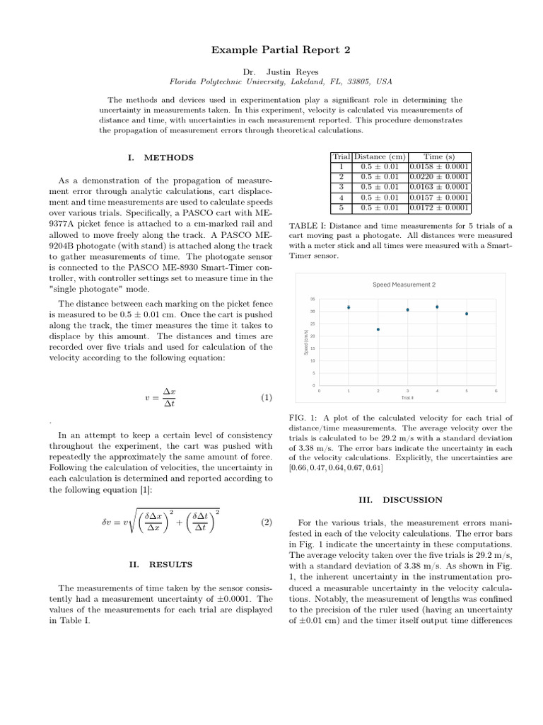 Physics Lab Report Template | PDF | Uncertainty | Standard Error