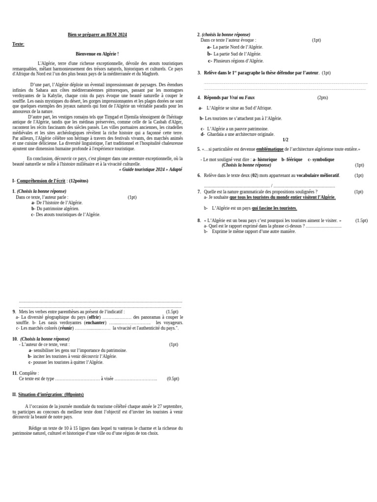 Guide BEM 2024 : Atouts de l'Algérie | PDF | Algérie