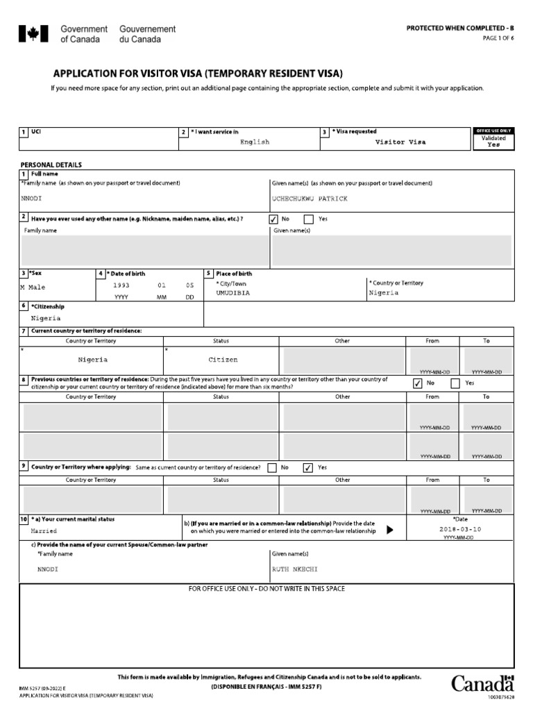 IMM 5257 (FORM) NNODIa - 111556 | PDF