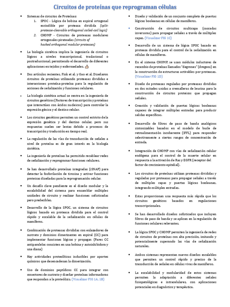 Resumen - Protein Circuits Reprogram Cells | PDF | Transducción de ...